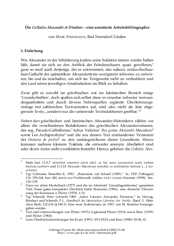 (PDF) ARTIKEL: Marc Steinmann: Die 'Collatio Alexandri et Dindimi ...