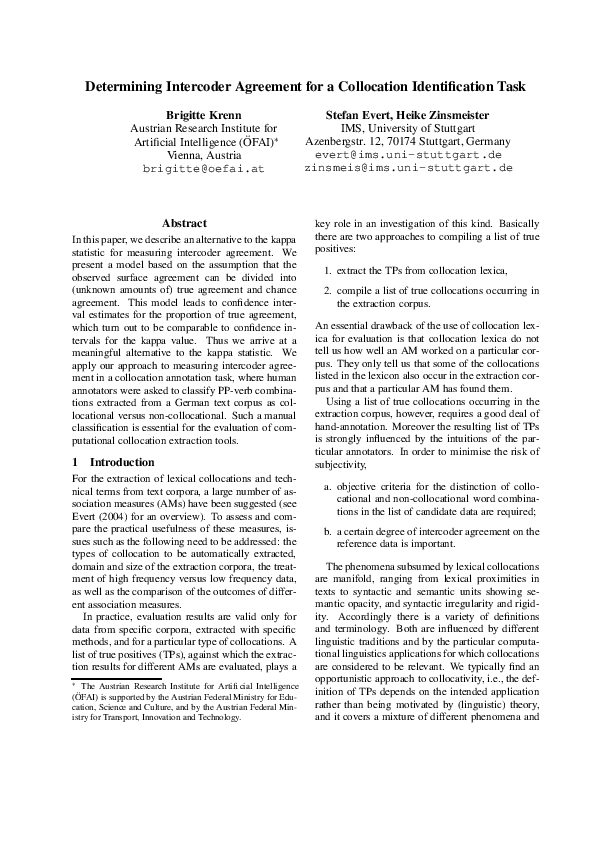 (PDF) Determining Intercoder Agreement for a Collocation Identification ...