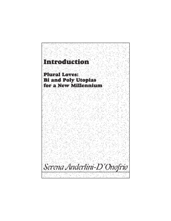 (PDF) Intro Plural Loves: Bi and Poly Utopias for a New Millennium