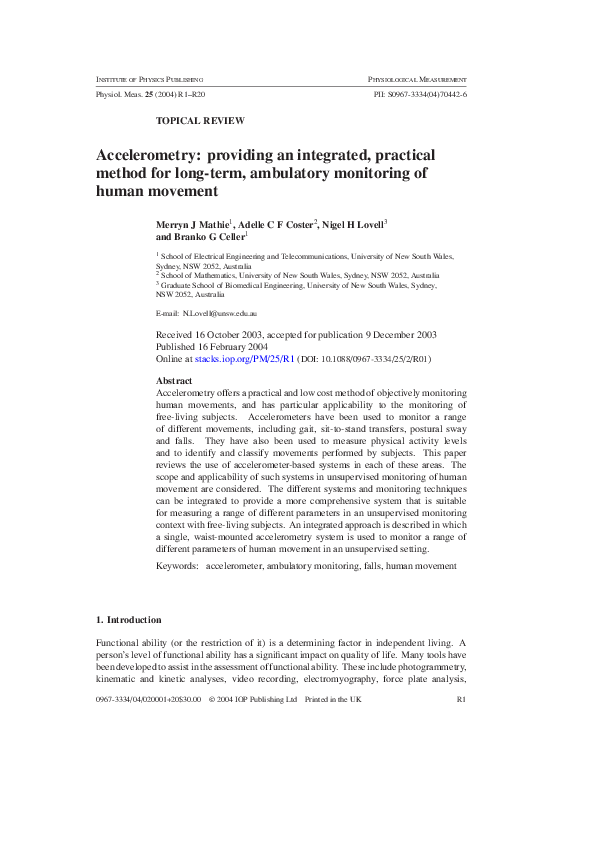 Pdf Accelerometry Providing An Integrated Practical Method For Long Term Ambulatory