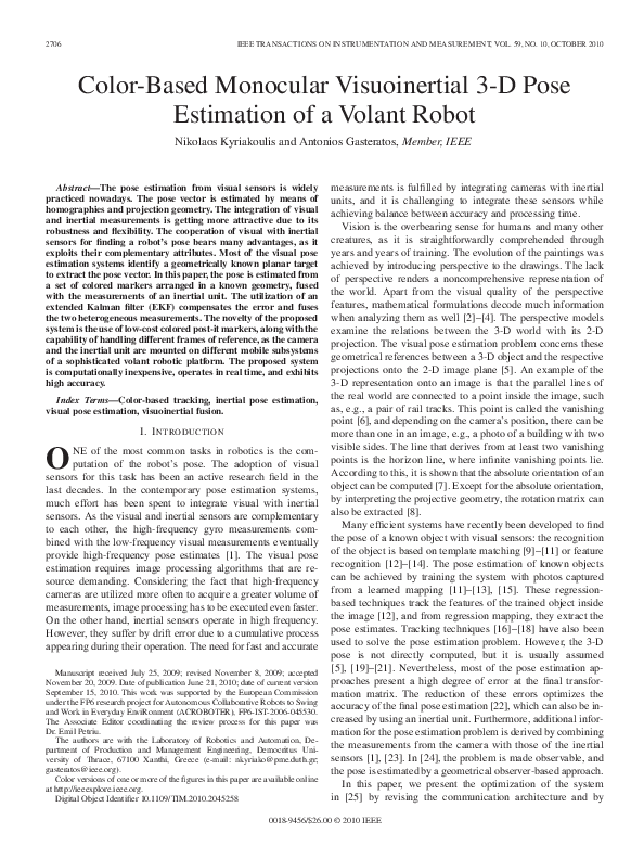 (PDF) Color Based Monocular Visuo-Inertial 3D Pose Estimation of a ...