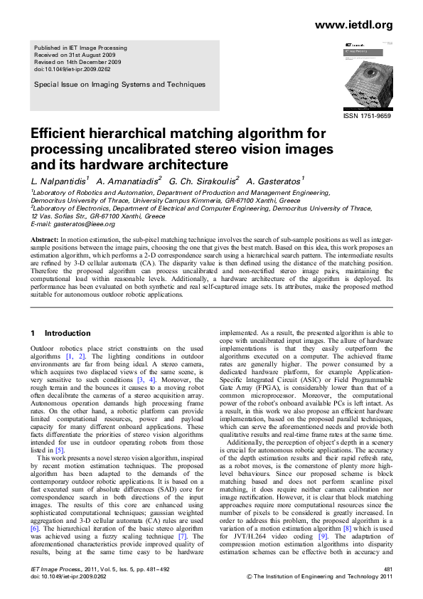 Pdf Efficient Hierarchical Matching Algorithm For