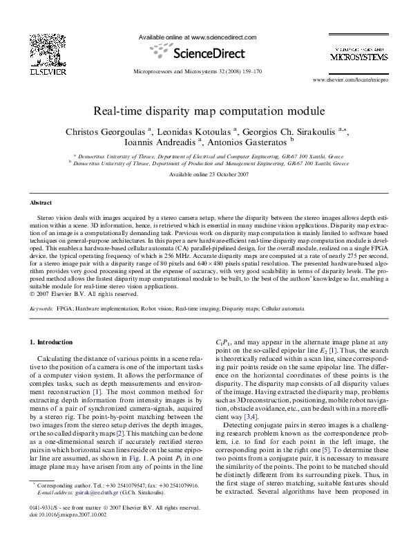 Pdf Real Time Disparity Map Computation Module 