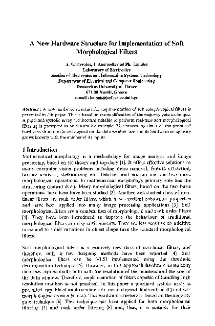 Pdf A New Hardware Structure For Implementation Of Soft Morphological Filters