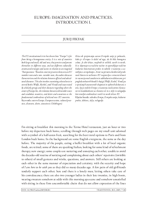 (PDF) Europe: Imagination and Practices. Introduction I.