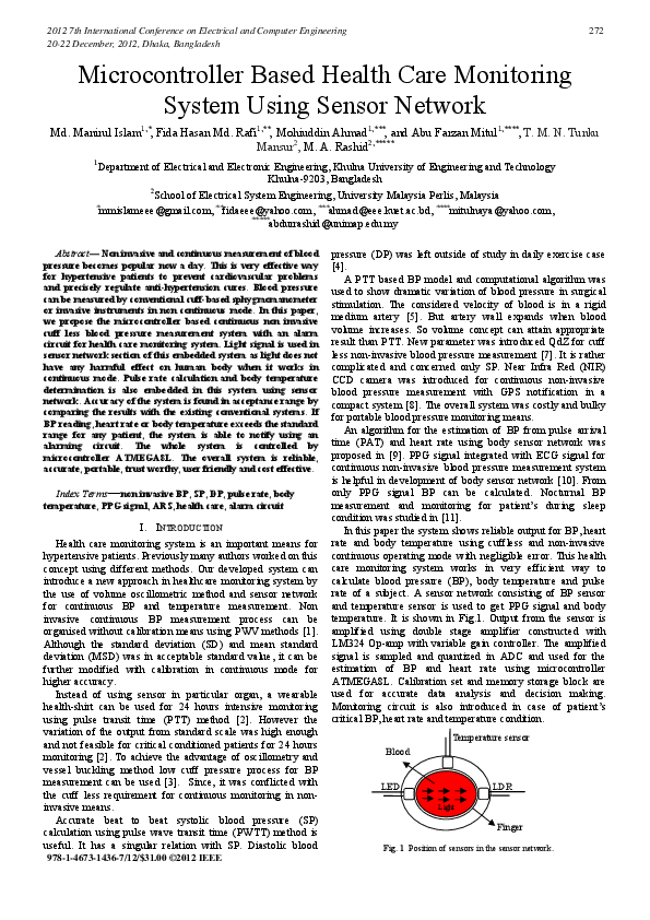(PDF) Microcontroller Based Health Care Monitoring System Using Sensor ...