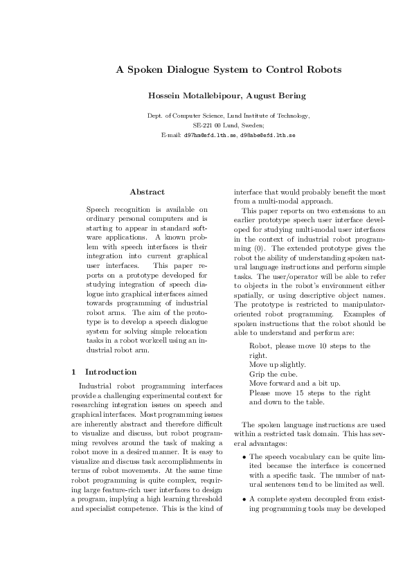 (PDF) A spoken dialogue interface to a geologist's field assistant | Jim Hieronymus - Academia.edu