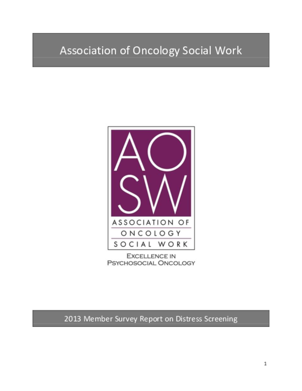 (PDF) AOSW 2013 Member Survey Report on Distress Screening