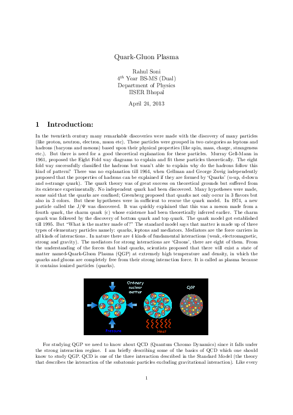 (PDF) Quark Gluon Plasma