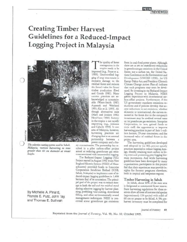 (PDF) Creating timber harvest guidelines for a reduced-impact logging ...