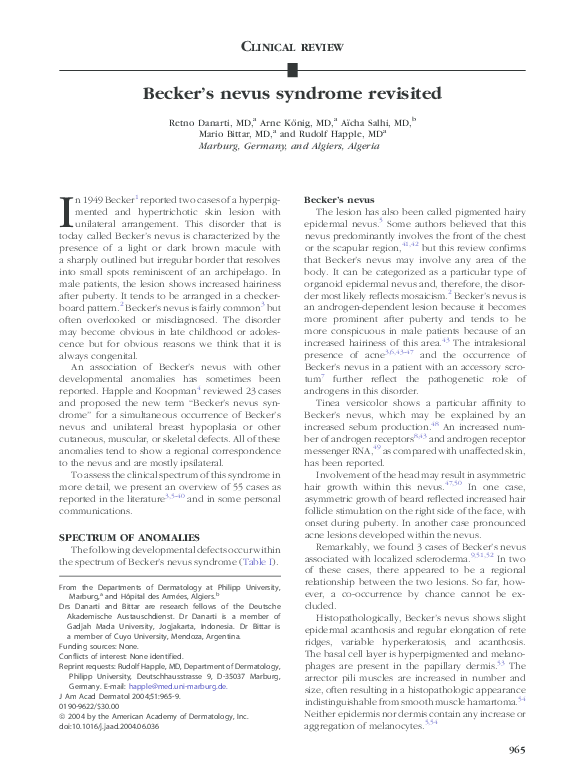(PDF) Becker's nevus syndrome revisited