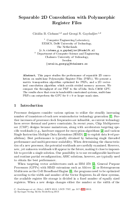 (PDF) 1353 Separable 2d Convolution With Polymorphic Register Files