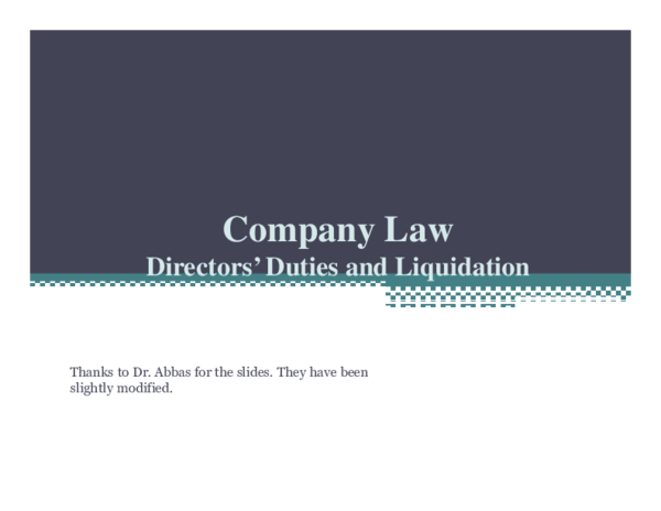 (PDF) Company Law - Directors Duties and Liquidation
