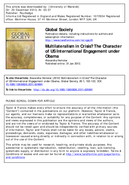 (PDF) Multilateralism in Crisis. The Character of US International ...