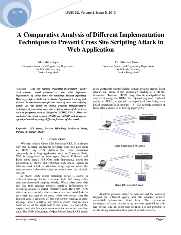 Pdf A Comparative Analysis Of Different Implementation Techniques To Prevent Cross Site