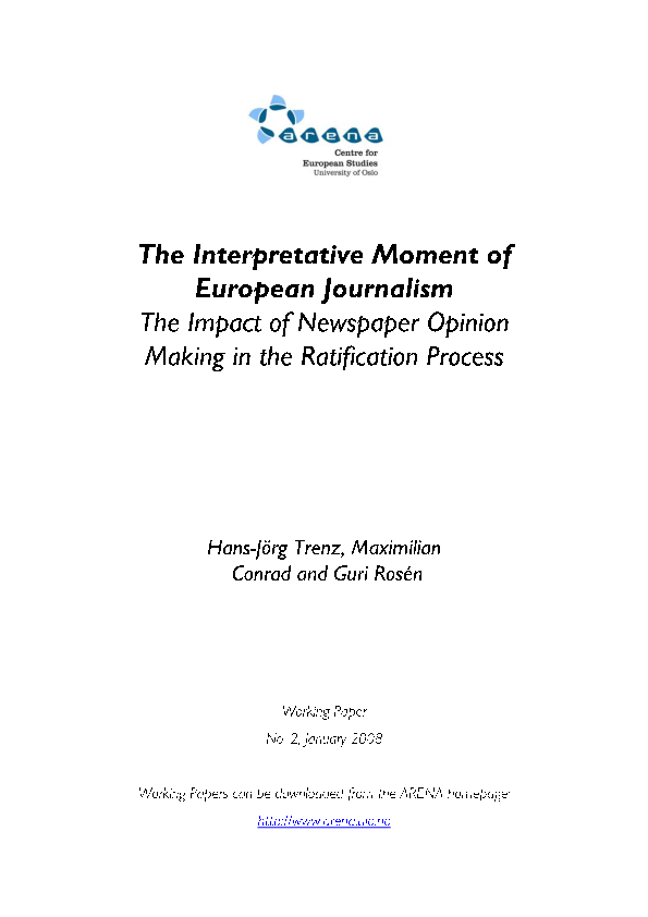 (PDF) The Interpretative Moment of European Journalism