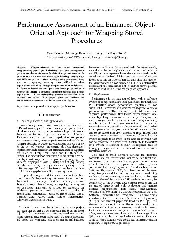 (PDF) Performance Assessment of an Enhanced Object-Oriented Approach for Wrapping Stored Procedures