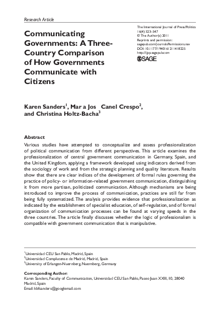 (PDF) Communicating Governments: A Three-Country Comparison of How ...