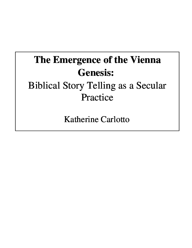 (DOC) The Vienna Genesis: Biblical Storytelling as a Secular Practice