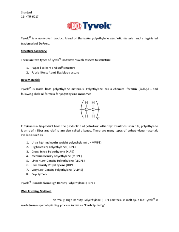 (PDF) Tyvek By Dupont