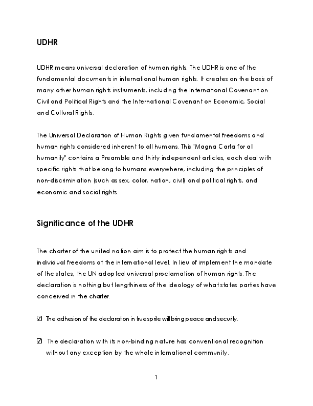 (DOC) Significant of the UDHR