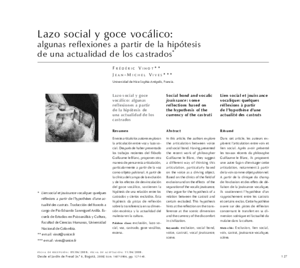 (PDF) Lazo social y goce vocalico