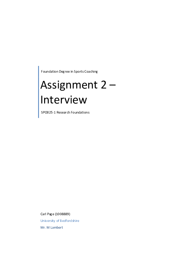 (PDF) Semi-Structured Interview With A Local Coach