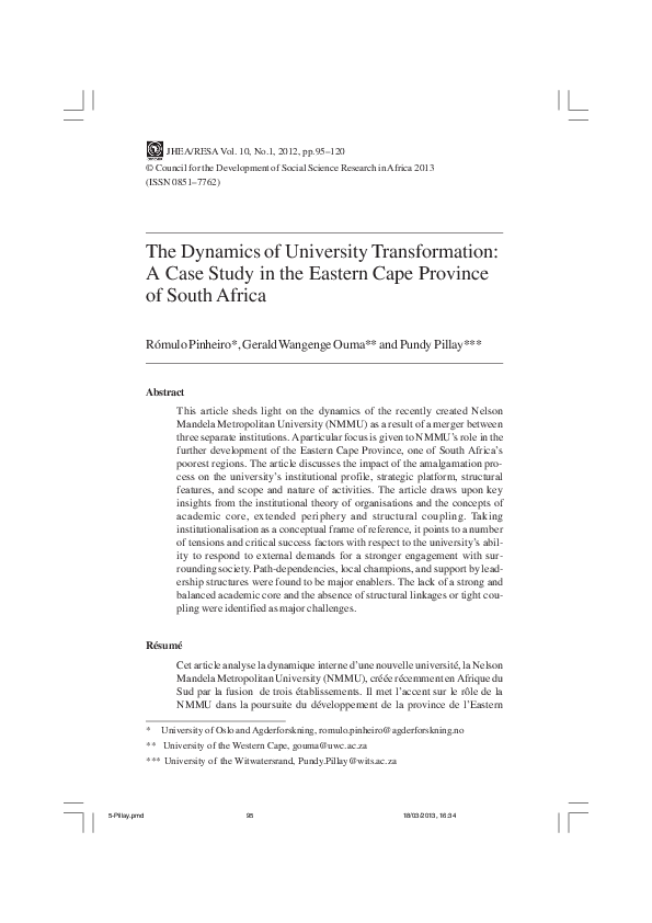 (PDF) The Dynamics of University Transformation