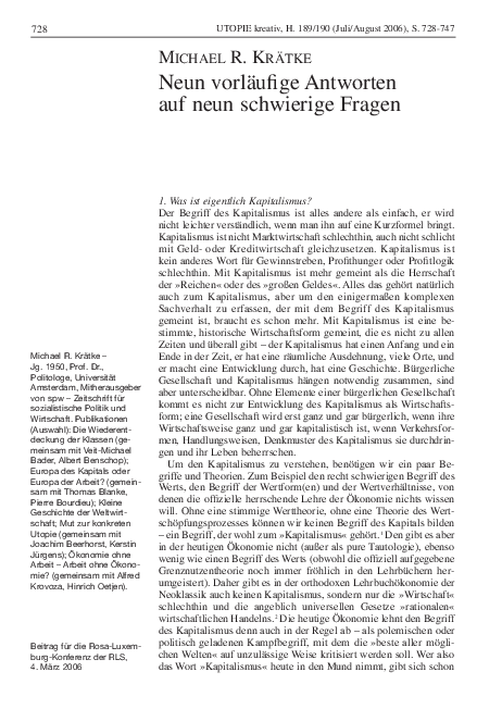 (PDF) Neun vorläufige Antworten auf neun schwierige Fragen