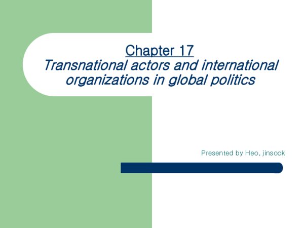 (PPT) Transnational actors and international organizations