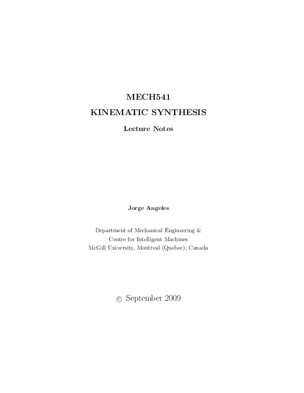 Kinematic synthesis