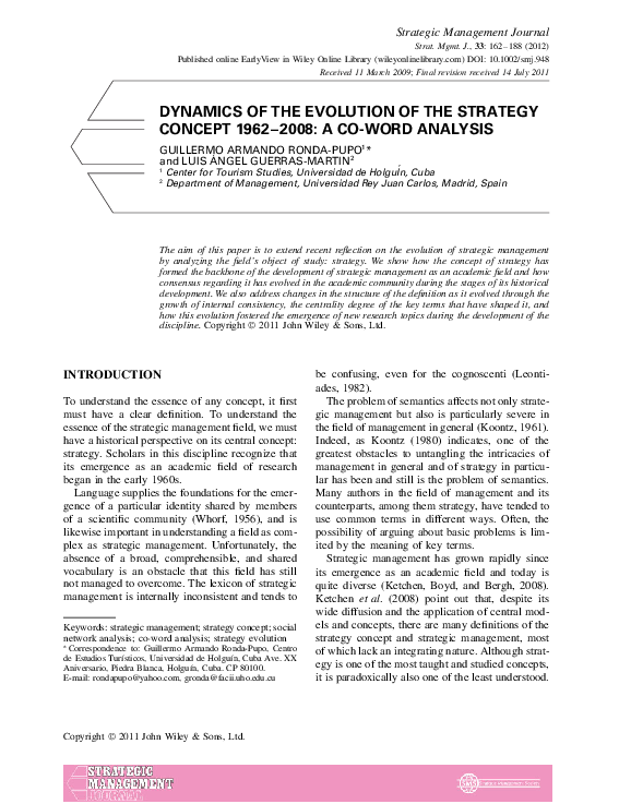 (PDF) Dynamics of the evolution of the strategy concept 1962–2008: a co ...