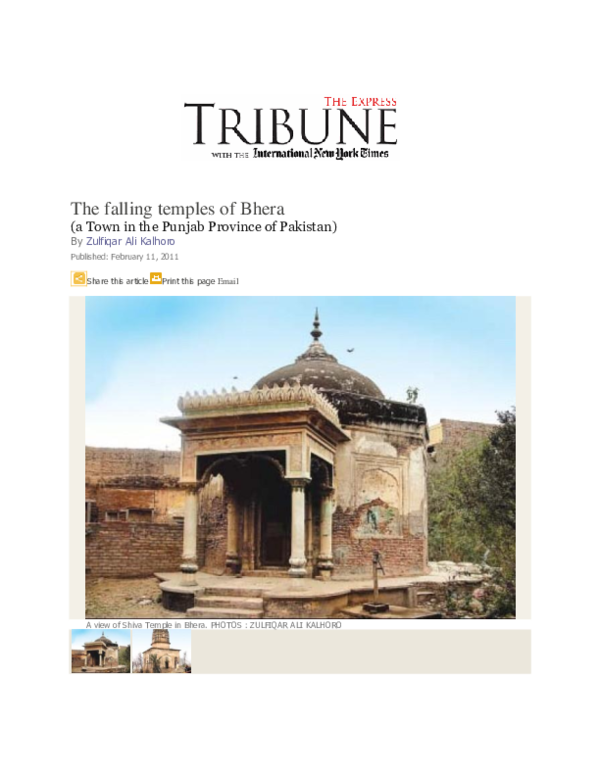 (PDF) The Falling Temples of Bhera, Punjab (Pakistan)