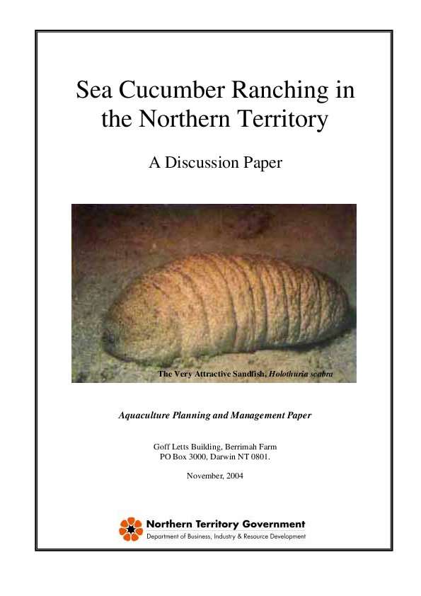 Sea cucumber discussion paper