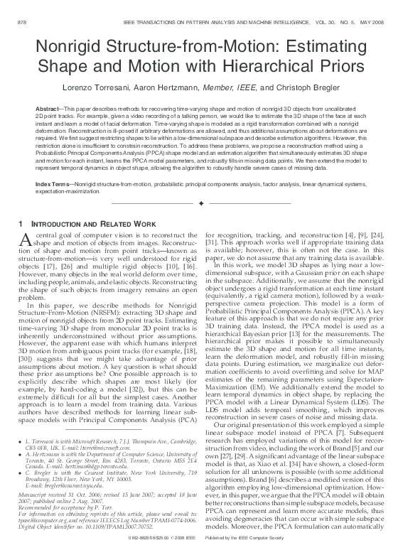 (PDF) Non-Rigid Structure-From-Motion: Estimating Shape and Motion with Hierarchical Priors