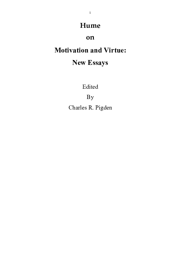 (PDF) ‘Introduction’ to Pigden, Charles R ed. (2009) Hume on Motivation ...