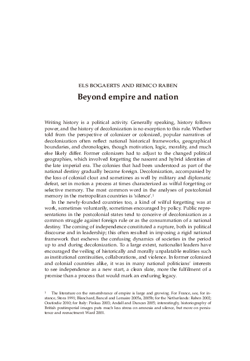 (PDF) ‘Beyond empire and nation’ in: Els Bogaerts and Remco Raben (eds ...