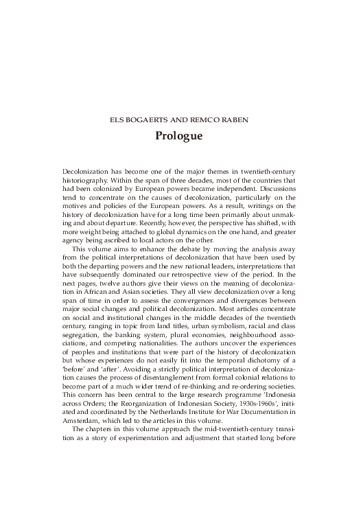 (PDF) ‘Prologue’ in: Els Bogaerts and Remco Raben (eds), Beyond Empire ...