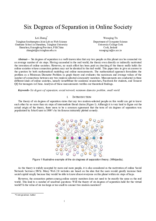 (PDF) Six Degree of Separation