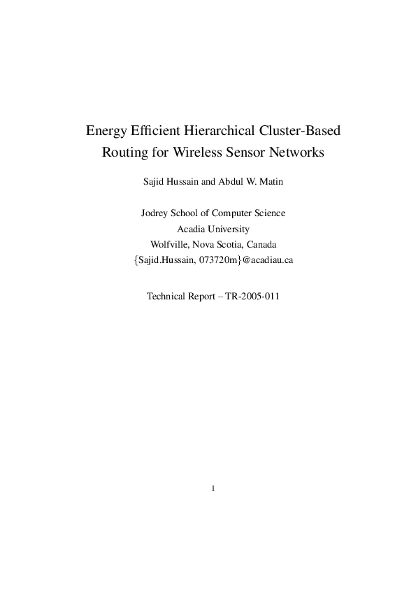 Pdf Energy Efficient Hierarchical Cluster Based Routing For Wireless