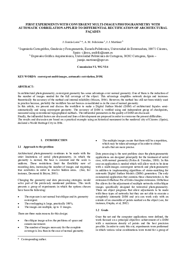 (PDF) First experiments with convergent multi-images photogrammetry ...