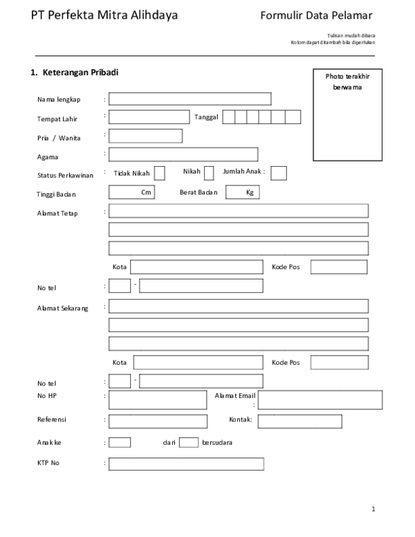 (DOC) Form Data Pelamarl