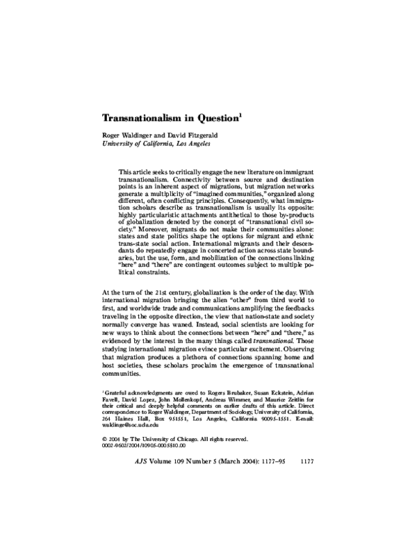 (PDF) Transnationalism in Question