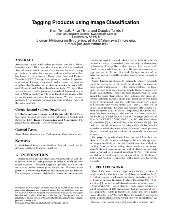(PDF) Tagging products using image classification