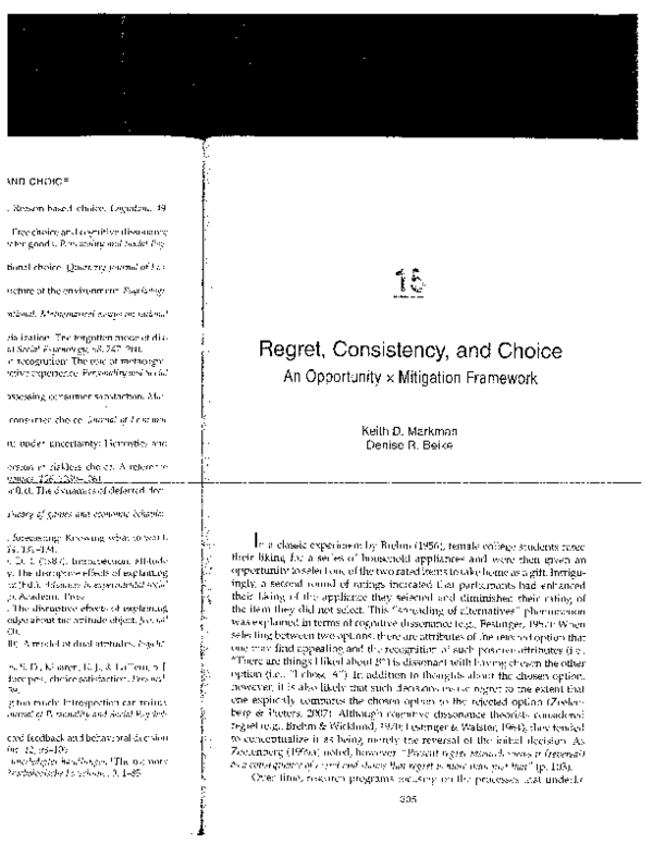 (PDF) Regret, Consistency, and Choice: An Opportunity X Mitigation ...