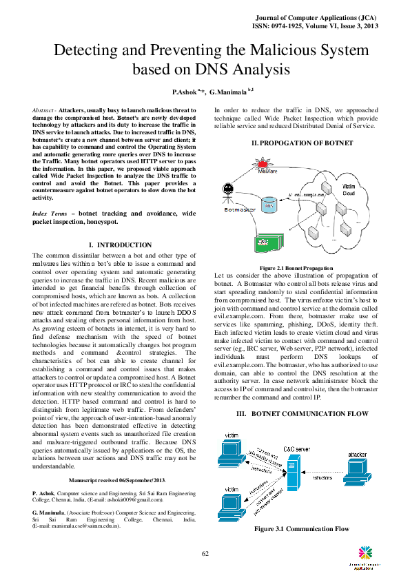 Pdf Detecting And Preventing The Malicious System Based On Dns Analysis