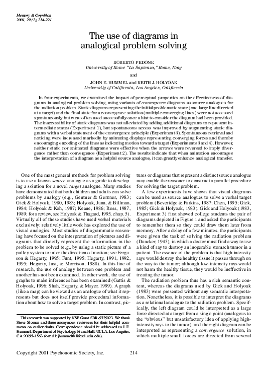 (PDF) The use of diagrams in analogical problem solving.