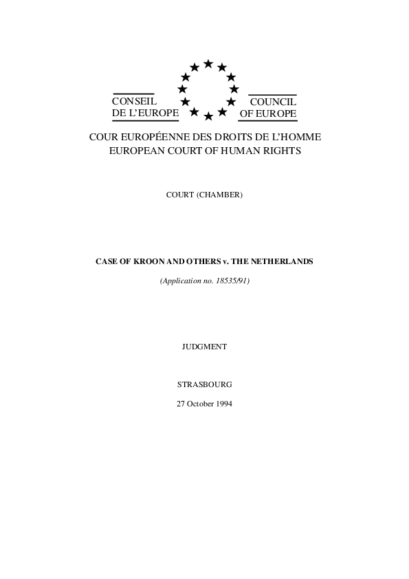 (PDF) CASE OF KROON AND OTHERS v. THE NETHERLANDS