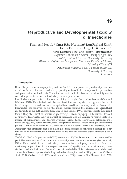 (PDF) In Tech-Reproductive and developmental toxicity of insecticides