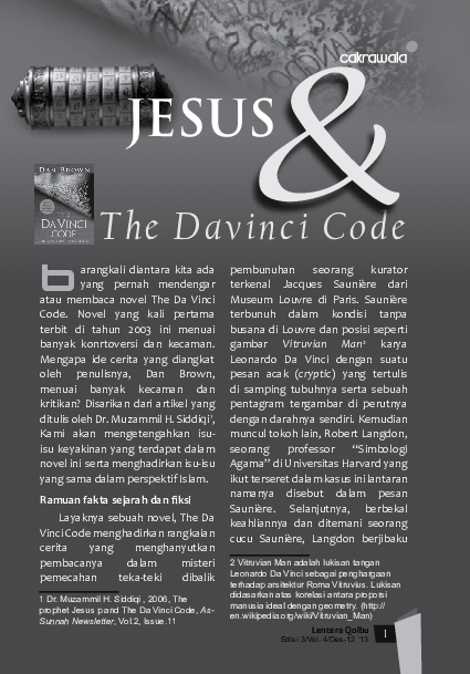 Jesus & The Davinci Code (translated in to Bahasa and has been edited)